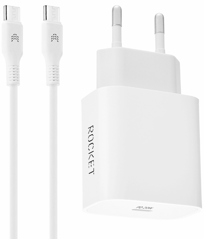 СЗУ Rocket Space Combo USB-C 20W+USB-C-USB-C Белое: купить по цене 1 ...