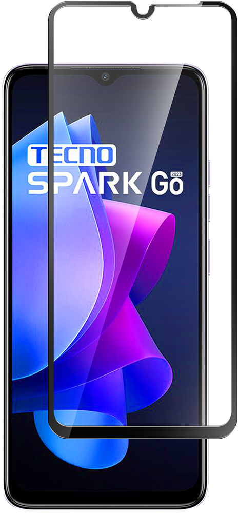 Стекло защитное для Tecno Spark Go 2023 Черная рамка купить по цене 290 рублей в интернет