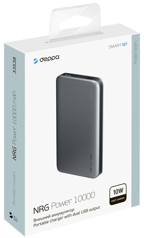 Внешний аккумулятор Deppa NRG Power 10000 mAh 2.1A 2USB графит: купить по цене 99 рублей в ...