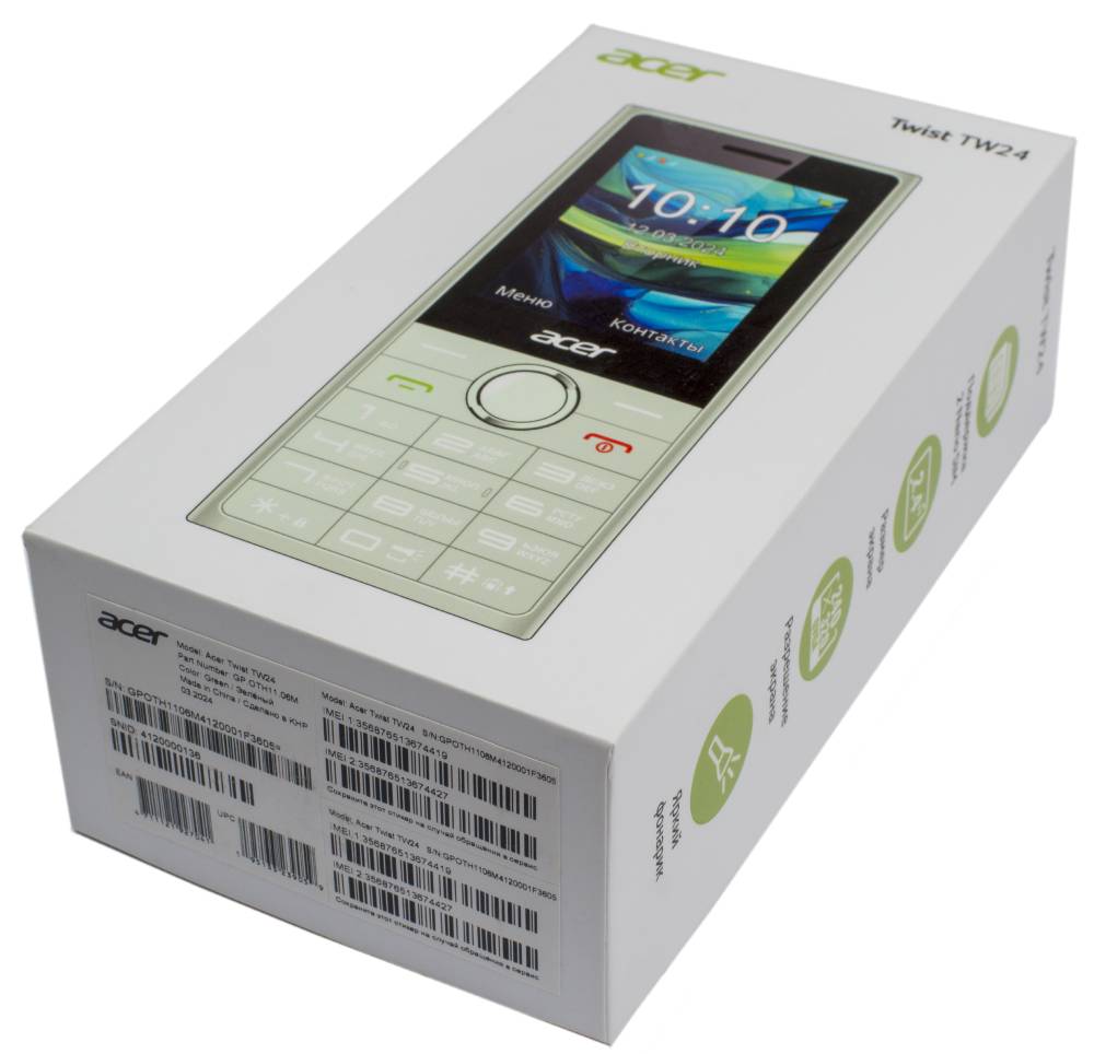 Мобильный телефон Acer Twist TW24 Зеленый: купить по цене 2 290 рублей в интернет магазине МТС