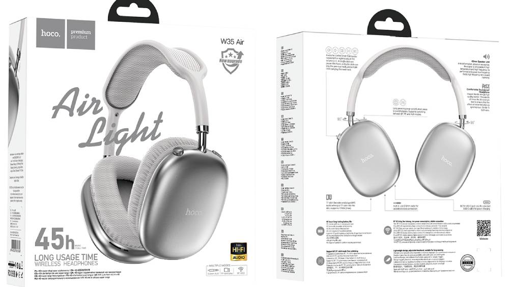 Беспроводные наушники HOCO W35 Air Серебрянные: купить по выгодной цене ...