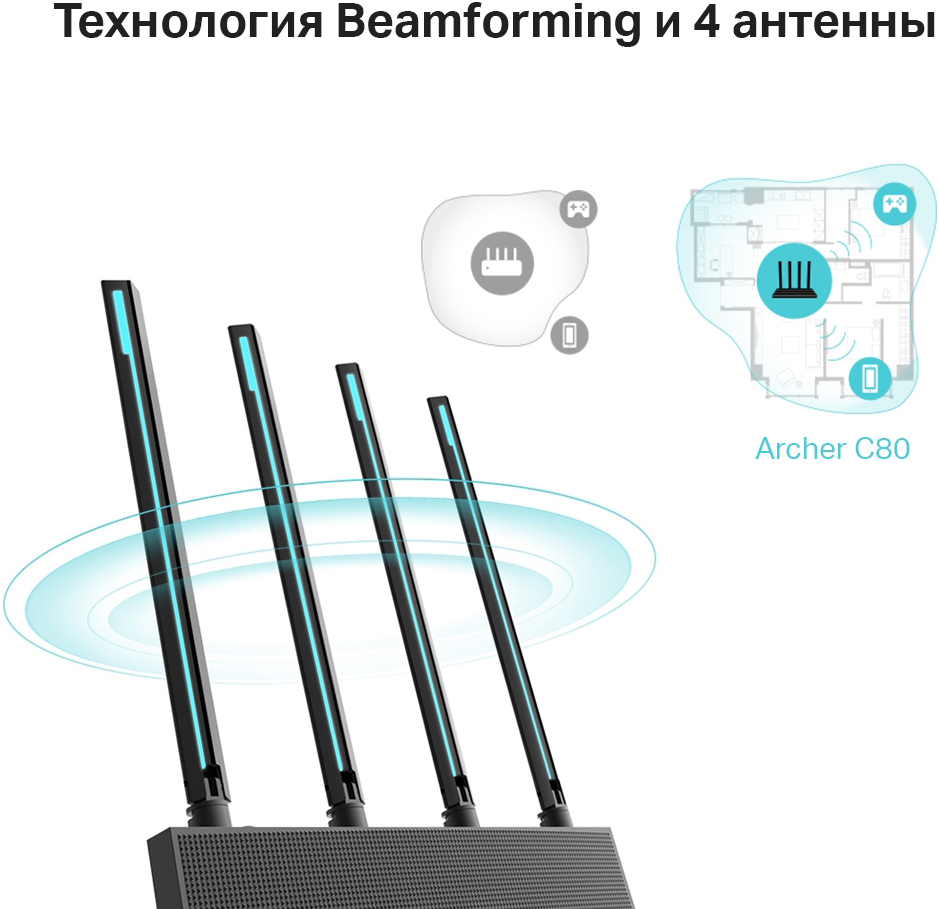 Роутер TP-Link ARCHER C80 Черный: купить по цене 3 790 рублей в ...