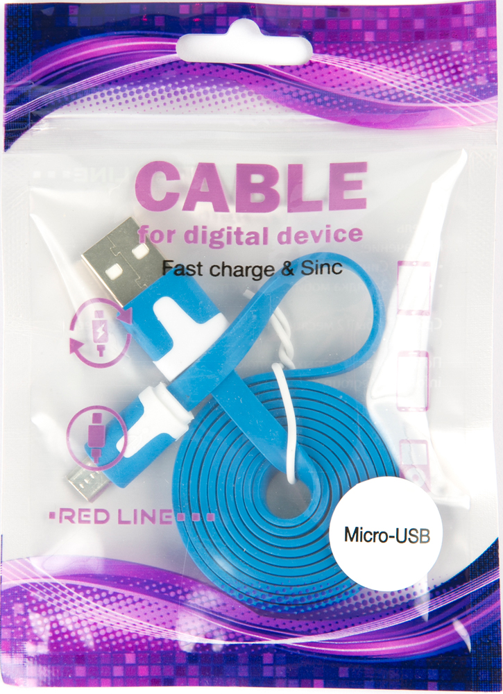 Дата кабель Redline Usb Microusb плоский Blue купить по цене 9 рублей в интернет магазине МТС