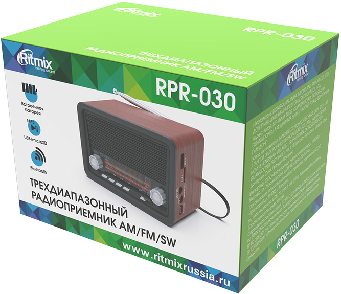 Портативный радиоприемник Ritmix RPR-030 Black: купить по цене 1 390 рублей в интернет магазине МТС