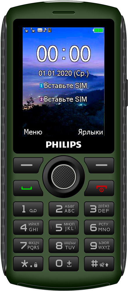 Мобильный телефон Philips Xenium E218 Dual sim Green: купить по цене 1 390 рублей в интернет ...