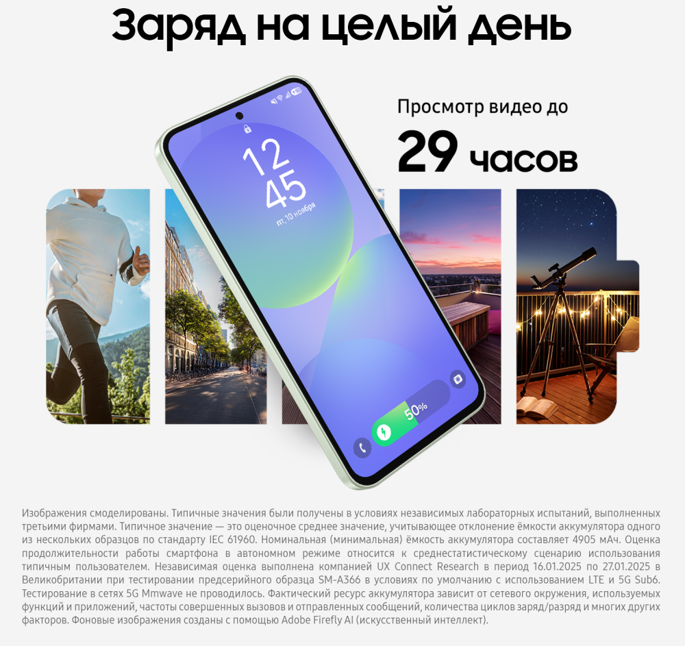 Смартфон Samsung Galaxy A36 8/128 Гб 5G Лайм (A366E): купить по цене 28 990 рублей в интернет ...