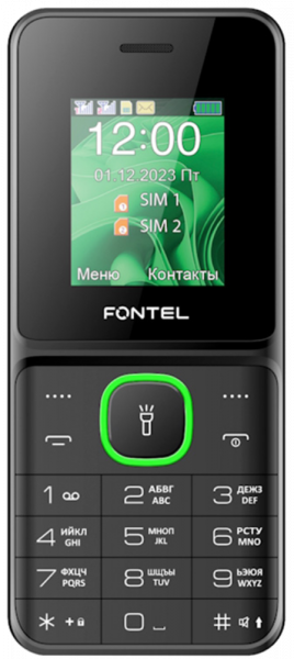 Мобильный телефон Fontel FP210 DS Черно-зеленый: купить по цене 1 490 ...
