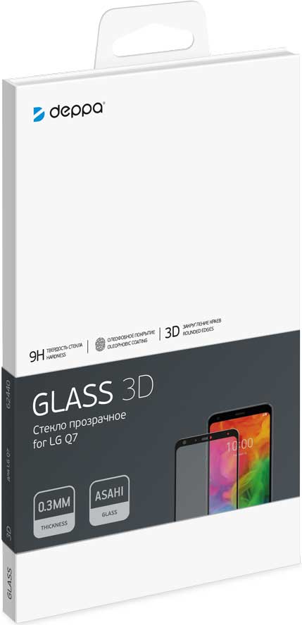 Стекло защитное Deppa LG Q7 3D черная рамка: купить по цене 1 рубль в ...